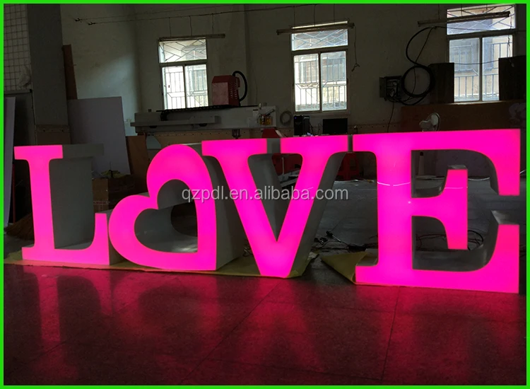 Decorative Light Up Letters Table With Colorful Led Lights For Wedding ...