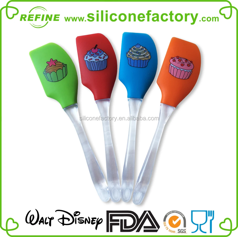 Durable Cute Cake Pattern Printed Plastic Handle Silicone Spatula For ...