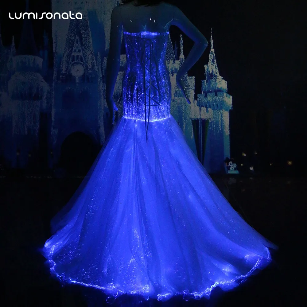 LED Light up Luminous Fiber Optic Wedding Dress - 5-12hrs Battery