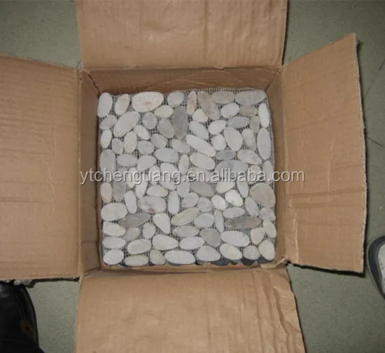 Flat White Round River Rock Pebble Stone Mosaic - Buy Flat Round White ...