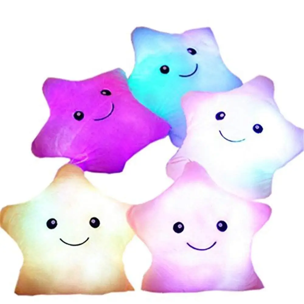 Music Light Up Pillow Five Pointed Star Luminous Plush Kids Toy Twinkle ...