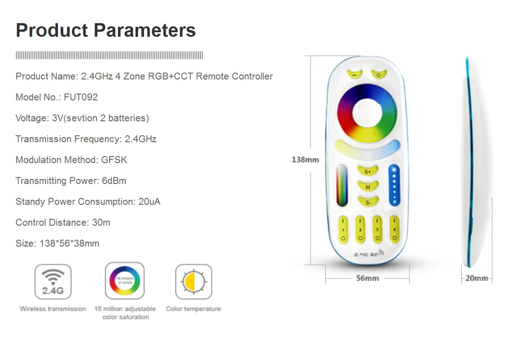 Ce Rohs 2.4g Rf Smart Home System Rgb Cct Led Controller Remote Switch ...