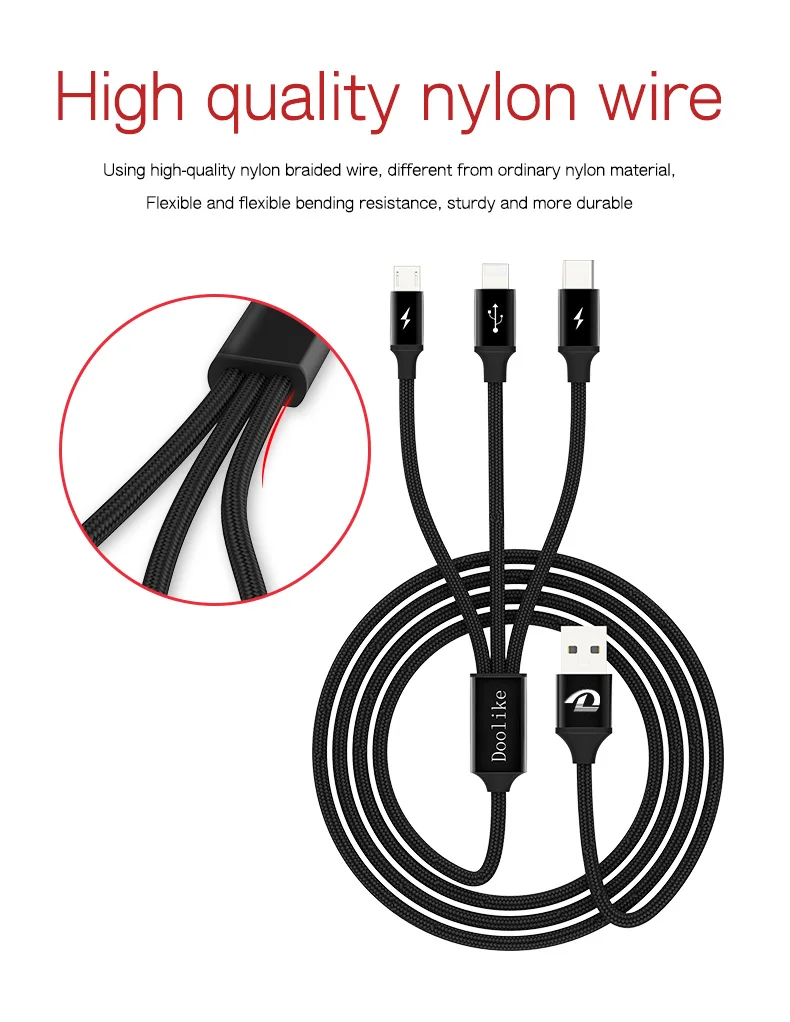 3 In 1 Fast Charging Oem Wholesale Universal Data Cable Usb Cable For ...