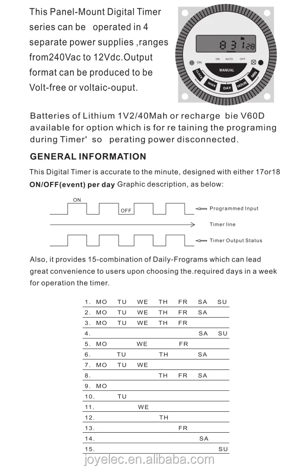 방수 덮개 산출 Tm-619 V 7 일 매일 주간 풀그릴 디지털 방식으로 시간 스위치를 가진 쉬운 배선 220 디지털 방식으로 ...