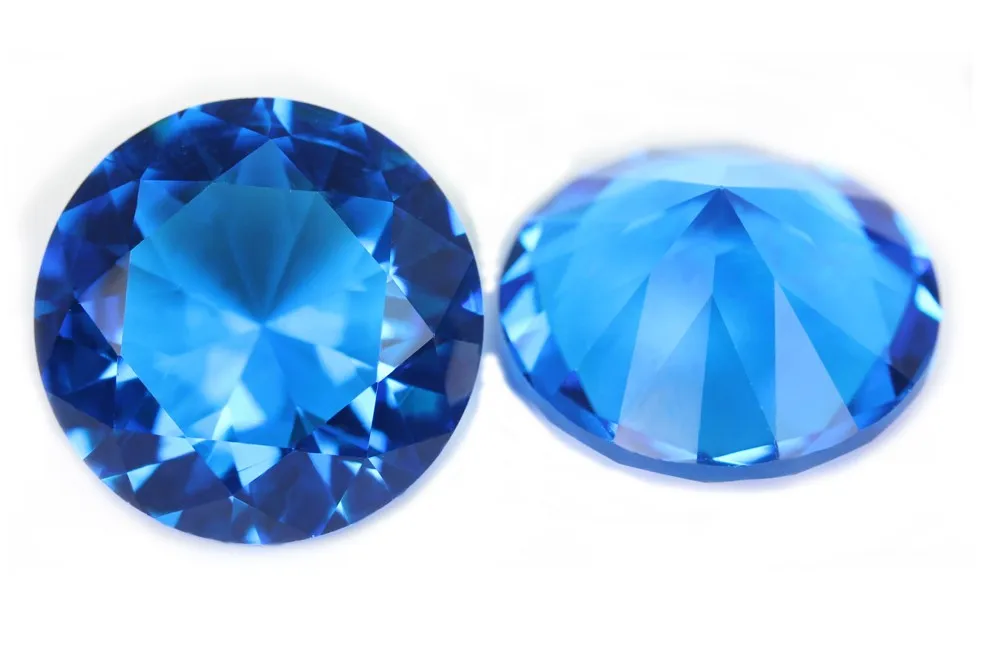 Round Brilliant Cut Ocean Blue Synthetic Diamond Loose Crystal Stone ...
