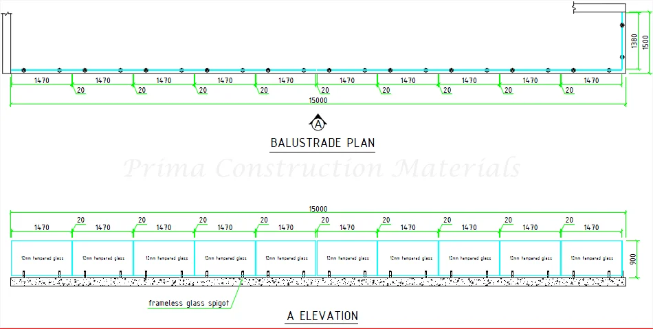 Indoor Corridor Railing Glass Balustrade - Decorative Fence