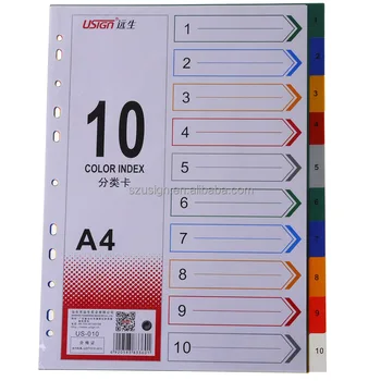Us-010 A4 Assorted Color Pp Index Divider Index Cards - Buy Index Cards ...