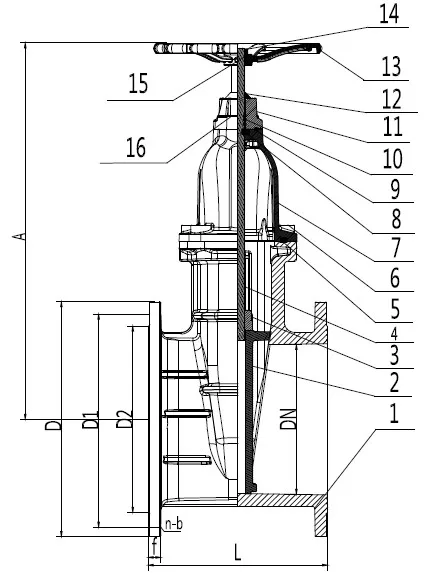 Resilient Seated Gate Valve Dn500 PN16 for Water Ductile Iron Body
