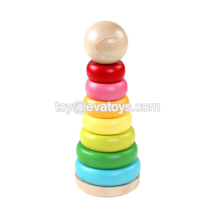 Best Educational Stacking Rainbow Tower Wooden Stack Game For Toddlers ...