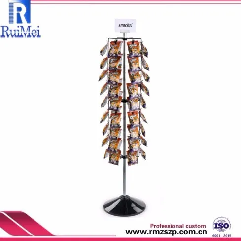 Floor Rotating Metal Potato Chip Clips Strips Snacks Display Rack Clip ...
