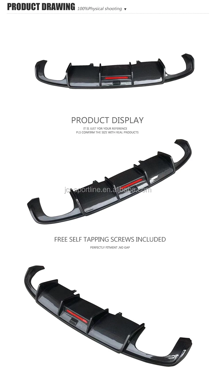 S4 Carbon Fiber Rear Diffuser Lip For Audi A4 B9 Sline S4 2017 2018 ...