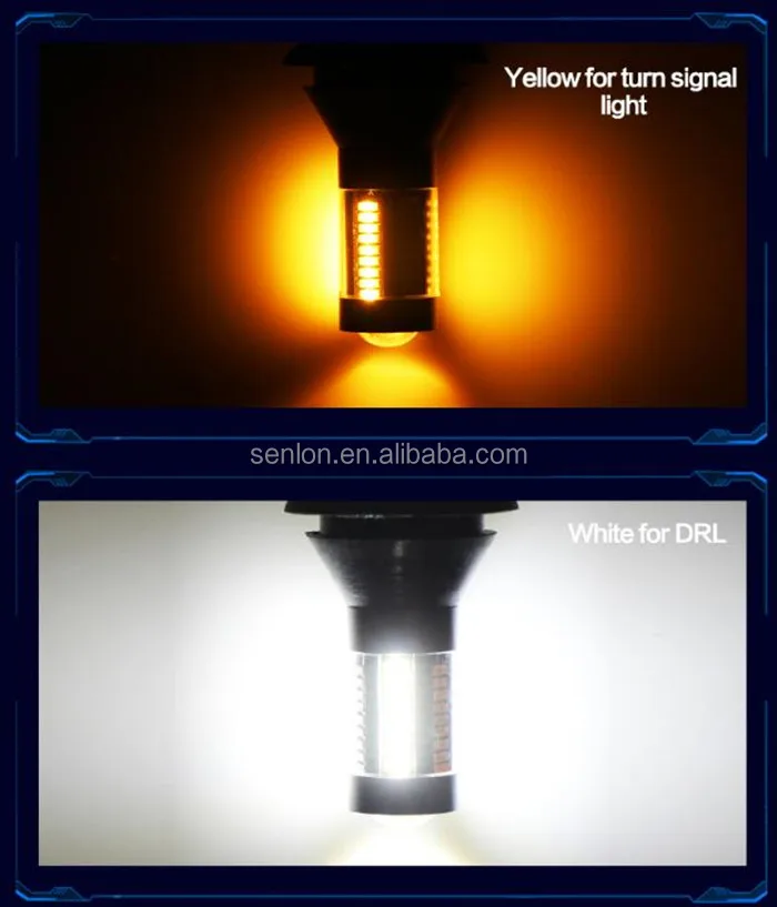 High Bright White Amber Led Car Drl Turn Signal Light 1156 3156 7440 ...