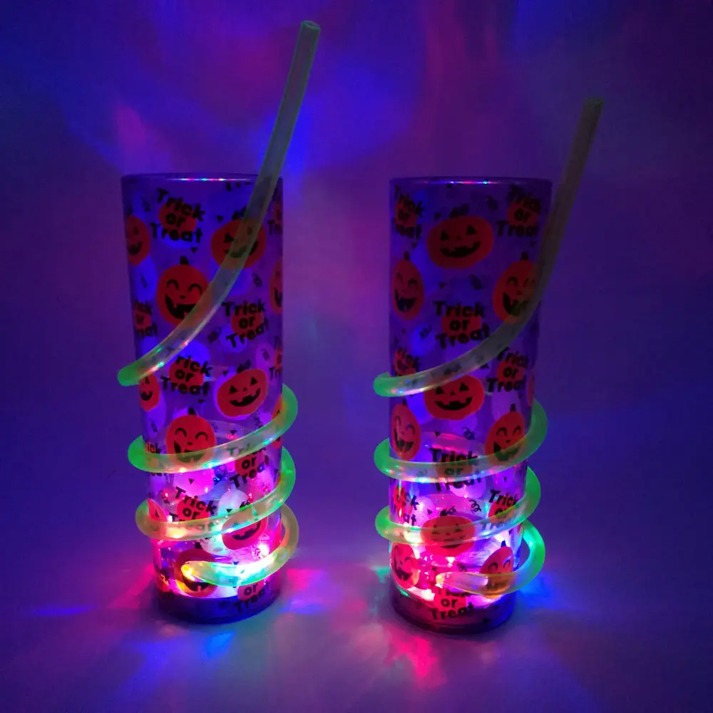 Lighted Straw Plastic Cup Lighted Swirly Straw Tumbler Led Flashing ...