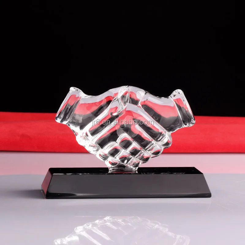 Hot Sale Crystal Handshake Trophy Hand Award On Base Personalized ...
