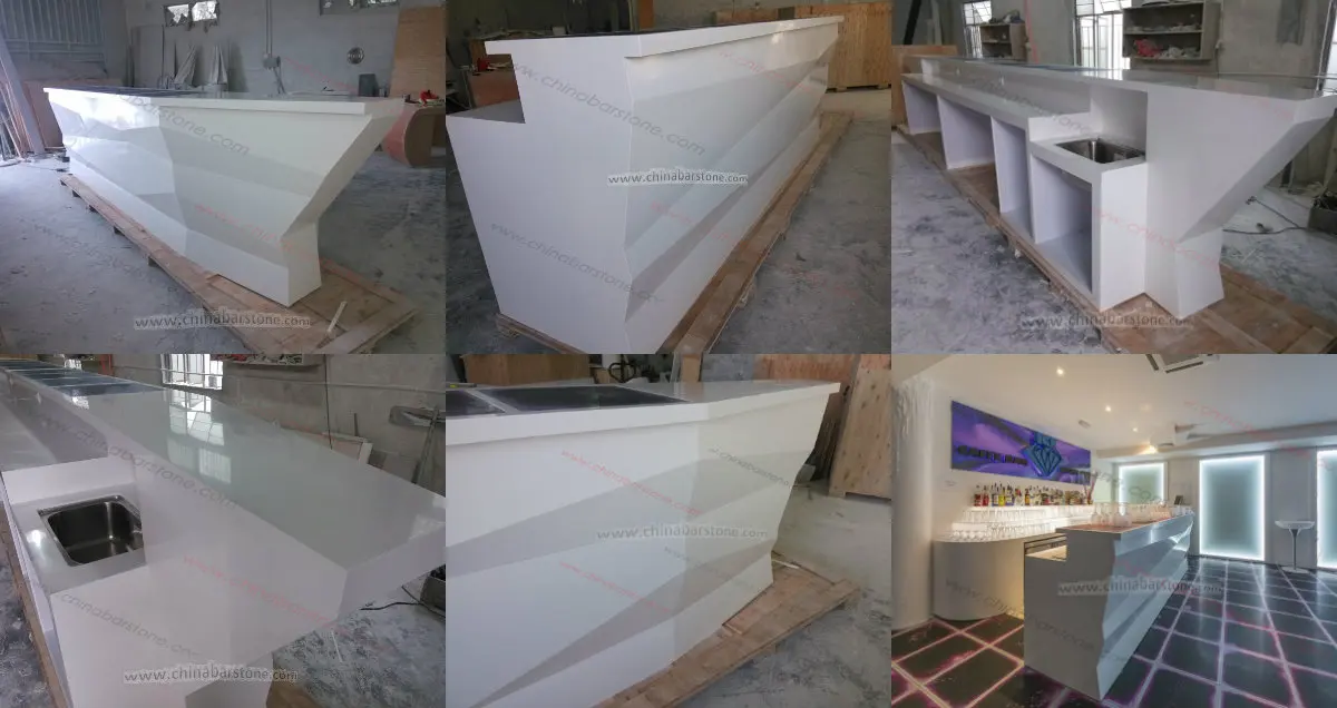 Modern Black Marble Glowing Led Counter Top Bar Counter Designs For ...