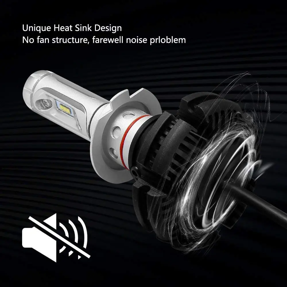 Fanless 50w 6000lm Car Headlight X3 Led Headlight Bulbs H7 H4 H11 9005 ...