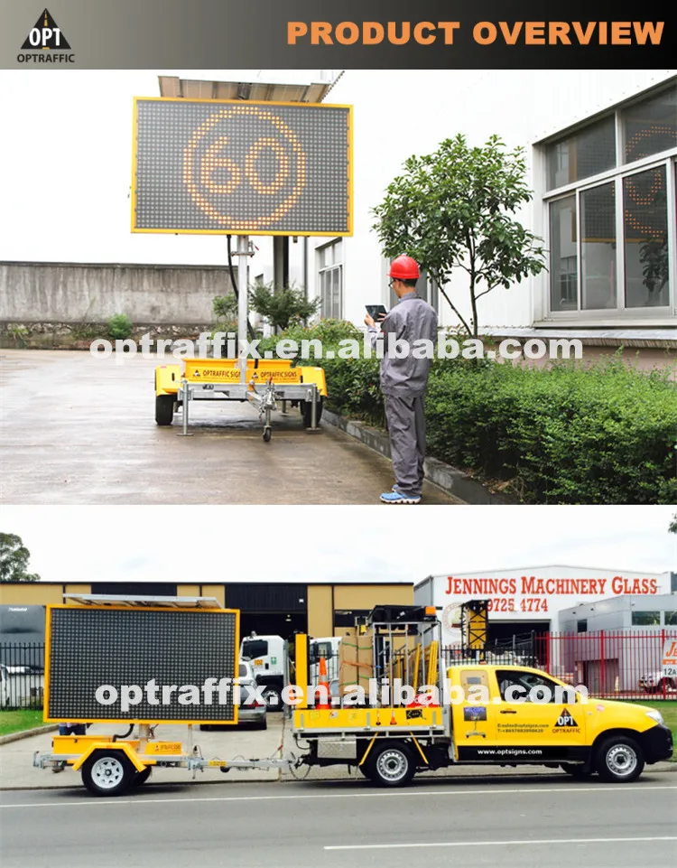 Opt 12v Traffic Sign Led Display Trailer,Outdoor Solar Variable Message ...