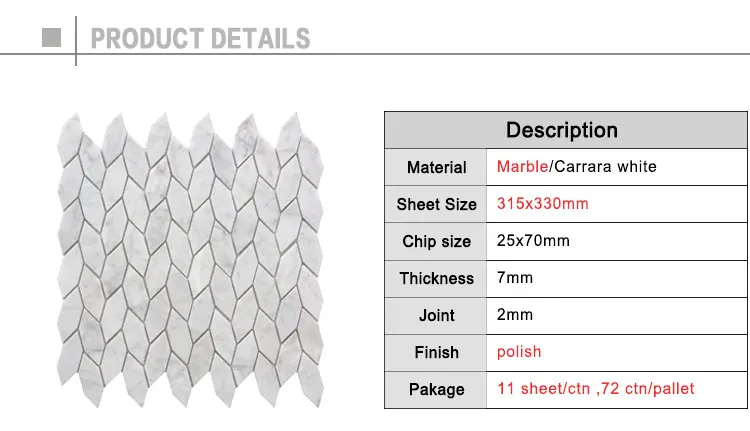 Bianco Carrara Marble Leaf Shape Mosaic Tile Bathroom Floor Tiles ...