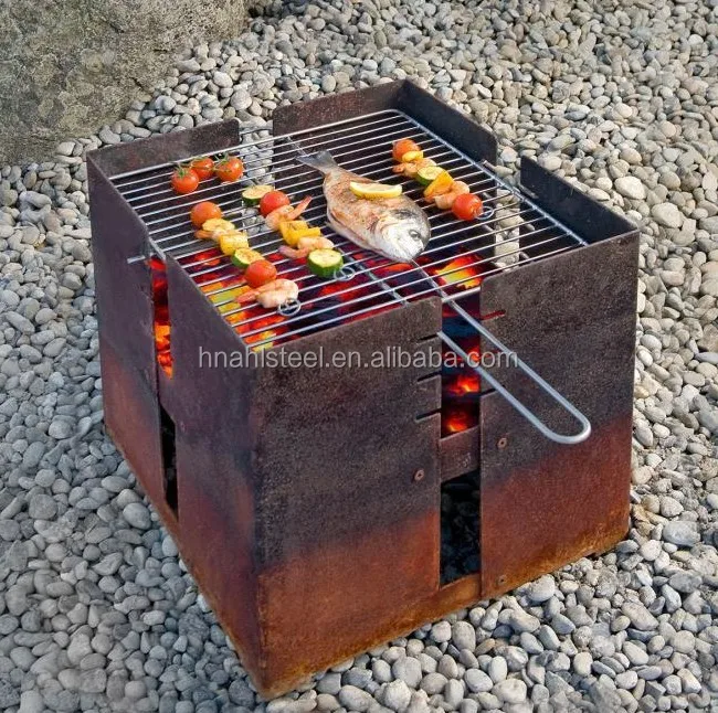 Wood Fired BBQ Corten Steel Barbecue Grill - Safe & Durable