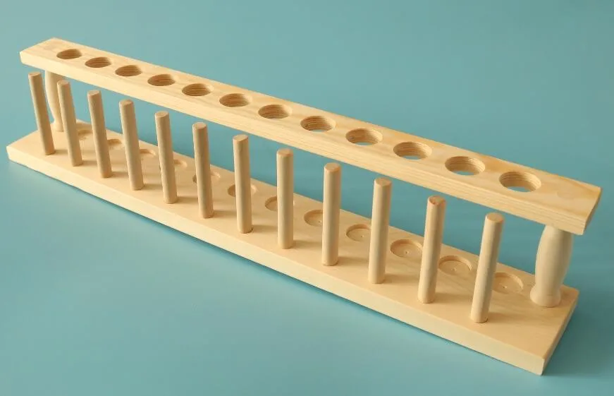 Lab Instruments - Durable Wooden Test Tube Rack with 12 Holes