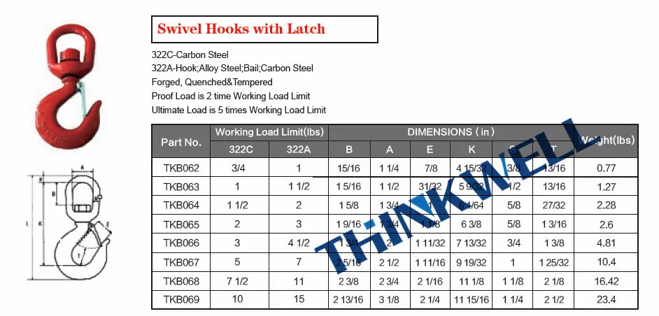 U.s Type S-322 Swivel Hook With Latch Crane Lifting Hook - Buy Swivel ...