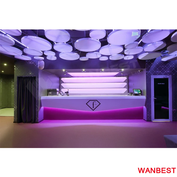 Purple Lighting Luxury Club Reception Desk Counter Table Design - Buy ...