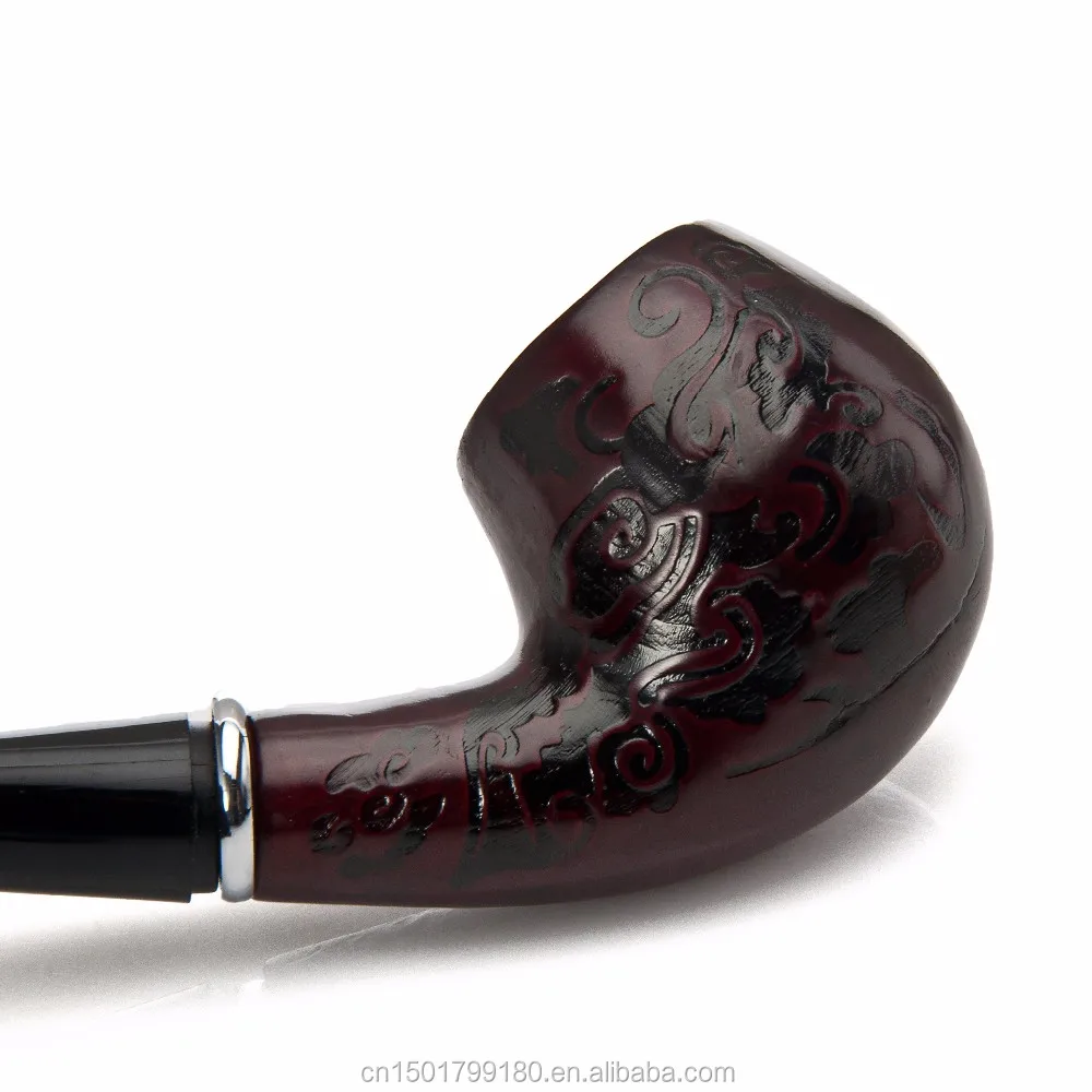 EKJ-705 Red Color Carved Flowers Wooden Smoking Pipes