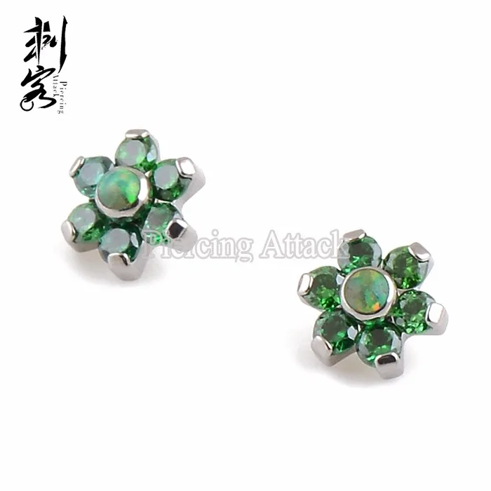 G23 High Polished Titanium Crystal Flower Micro Dermal Anchor Tops Body ...