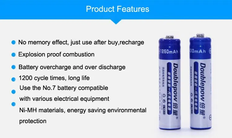 Ni-mh Rechargeable No.7 Aaa 1.2v 1250mah Battery For Toys/remote ...