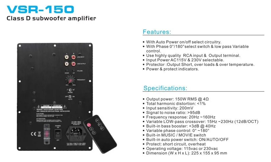 150W Class D Subwoofer Amplifier - Premium Audio Performance