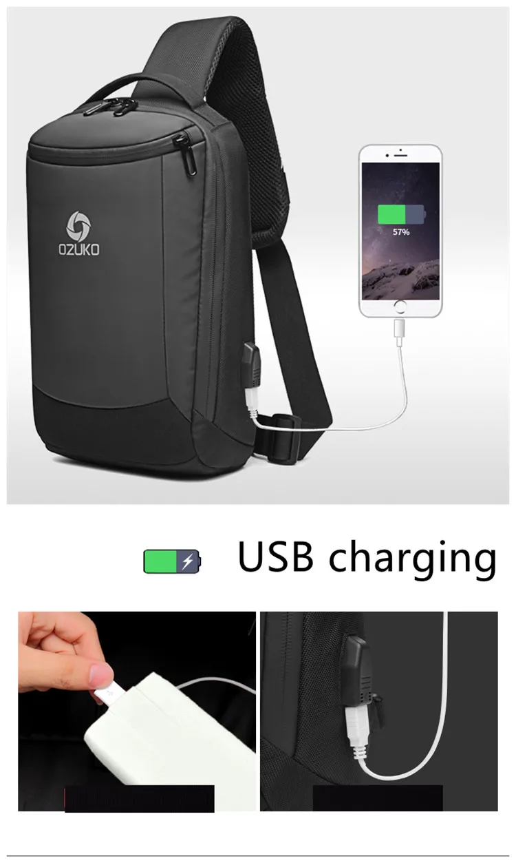2019 Ozuko Waterproof Business Back Pack Shoulder Bags For Men Usb ...