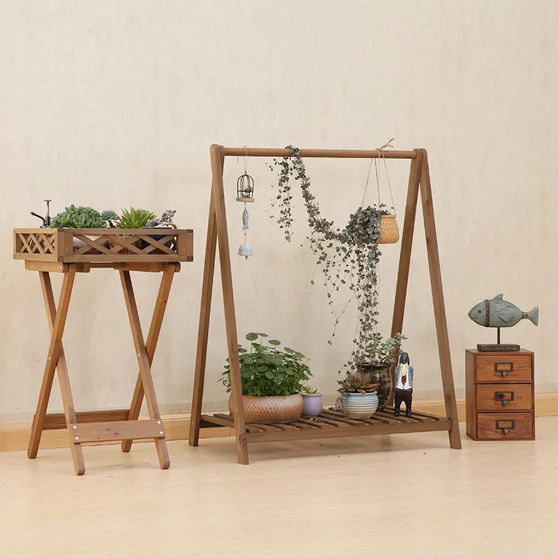 Collapsible Wooden Flower Display Rack - Perfect for Gardens
