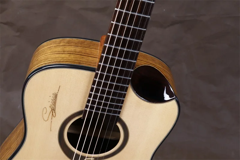 Raysen 36 Inch Baby Guitar Small Size Cutaway Walnut Travel Guitar High ...