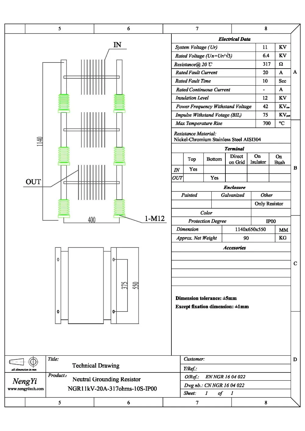 10kv 12kv Ngr High Resistance Neutral Grounding Resistor,Transformer ...