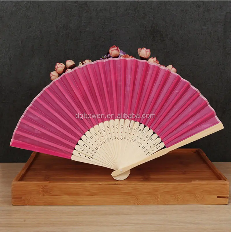 Wholesale Elegant White Folding Silk Hand Fan With Organza Gift Bag ...