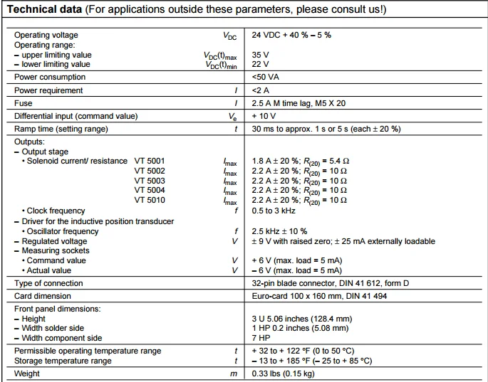 Rexroth Vt5001,Vt5002,Vt5003,Vt5004,Vt5005,Vt5006,Vt5010,Vt5011,Vt5012 ...