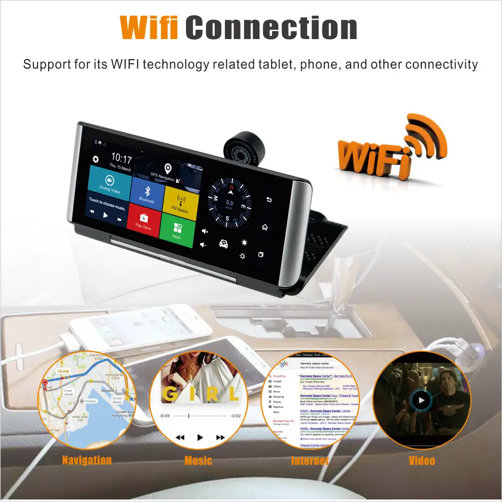 New Arrival 4G Dual Lens Car Cam 1080P Wifi Dash Camera 6.86Inch ...