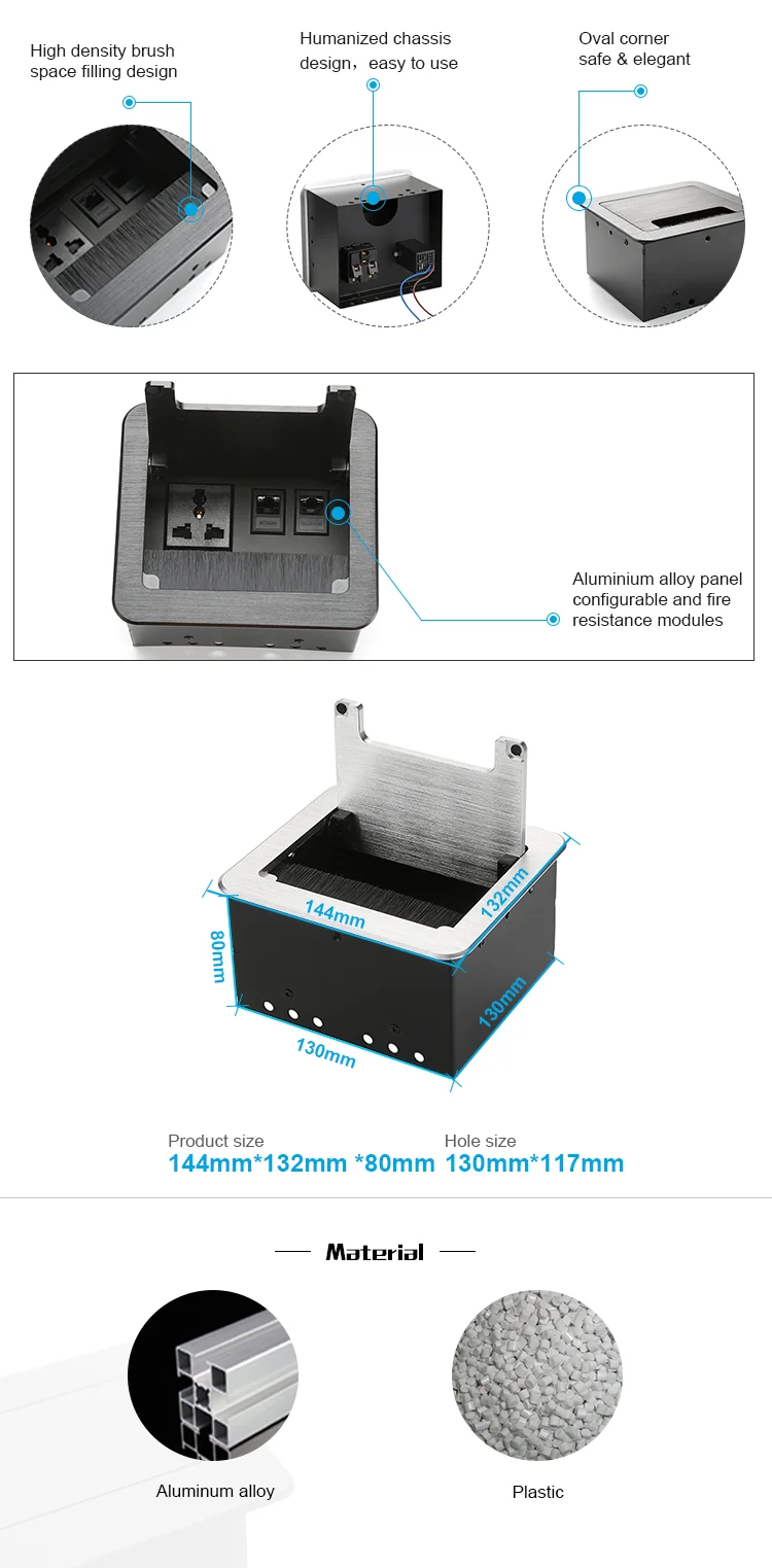 Aluminum Cable Cubby Tabletop Electrical Hidden Power Socket Outlets ...