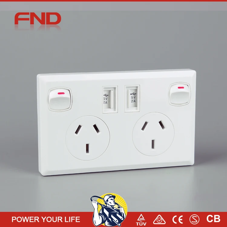 Saa Approved Double Usb Powerpoint Gpo Wall Switch For Australia Market ...