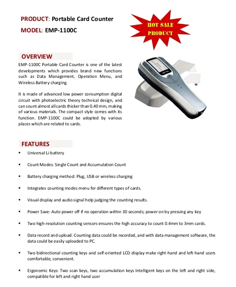 Emp1100c Portable Card Counter - Buy Plastic Card Counter Emp1100c ...
