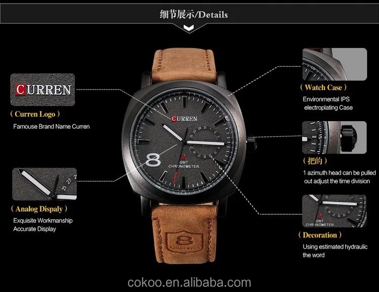 Original Genuine Leather Curren Brand Man Smart Watch/watches Men ...