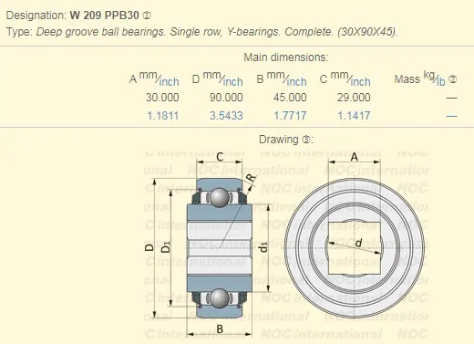 Farm Machinery Square Bore Bearing W209PPB30 SL11