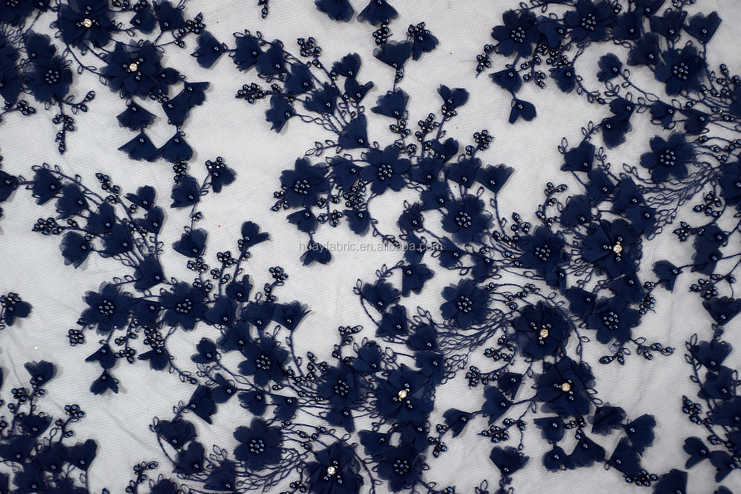 Navy Blue Lace Dress 3d Lace Fabric French High Quality Bridal Tulle ...