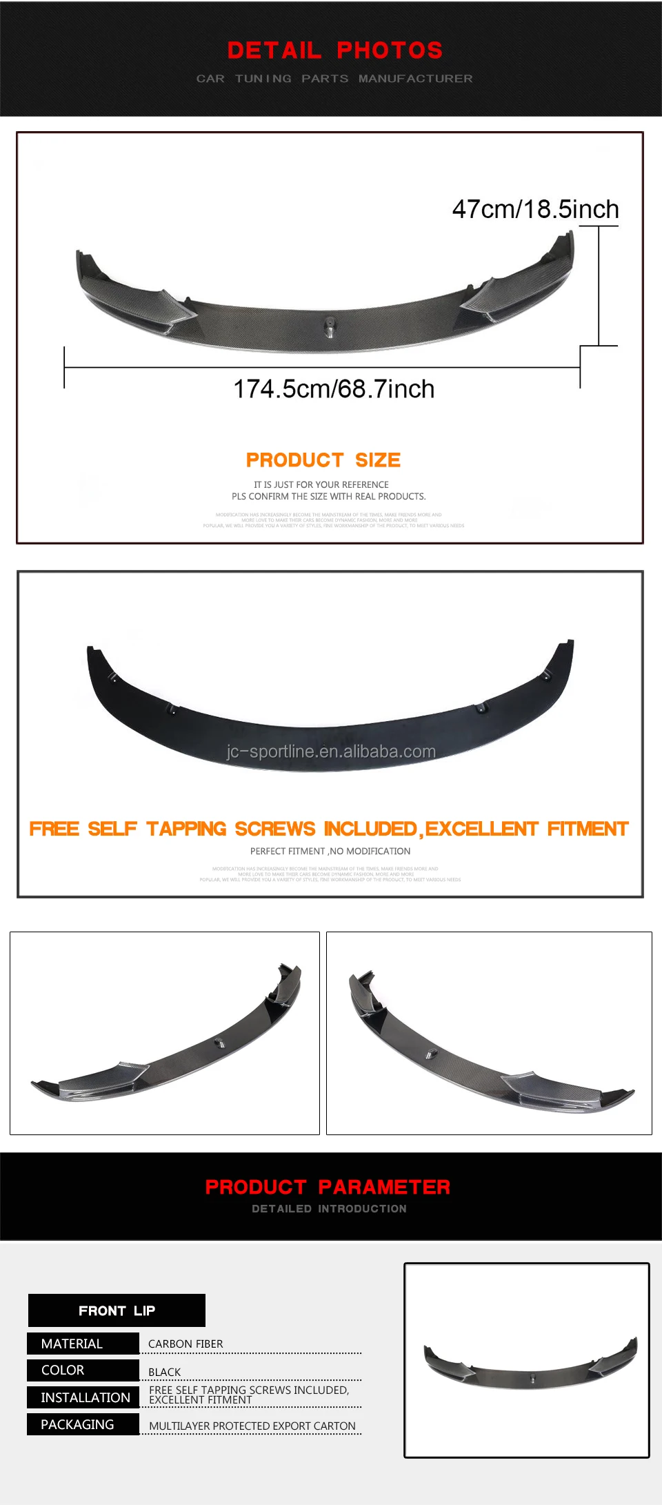 Carbon Fiber F10 M TECH Front Lip Splitter for BMW F11 F18