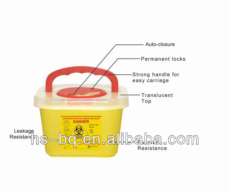 3l Sharps Container Bs7320 With Handle - Buy Disposable Sharps ...