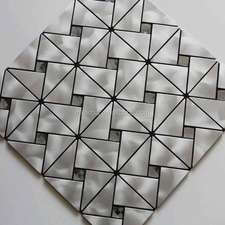 Gray Triangle Pattern Decorative Wall Tile Aluminium Crystal Glass ...