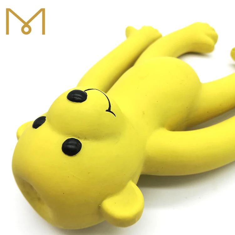 Latex Rubber Squeaker Long Legged Monkey Dog Toy Yellow 11-inches Long ...