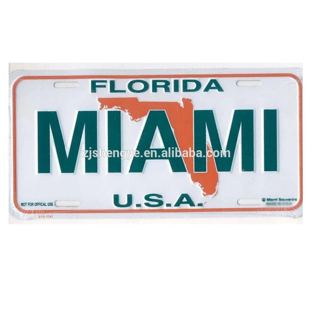 Reflectante Personalizado En Relieve De Aluminio Vehículo Miami ...