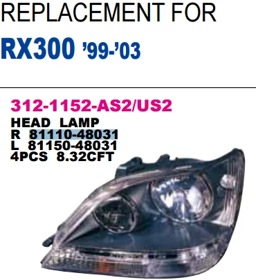 Auto Car Head Lamp Light For Lexus Rx300 1999-2003 81110-48031 312-1152 ...