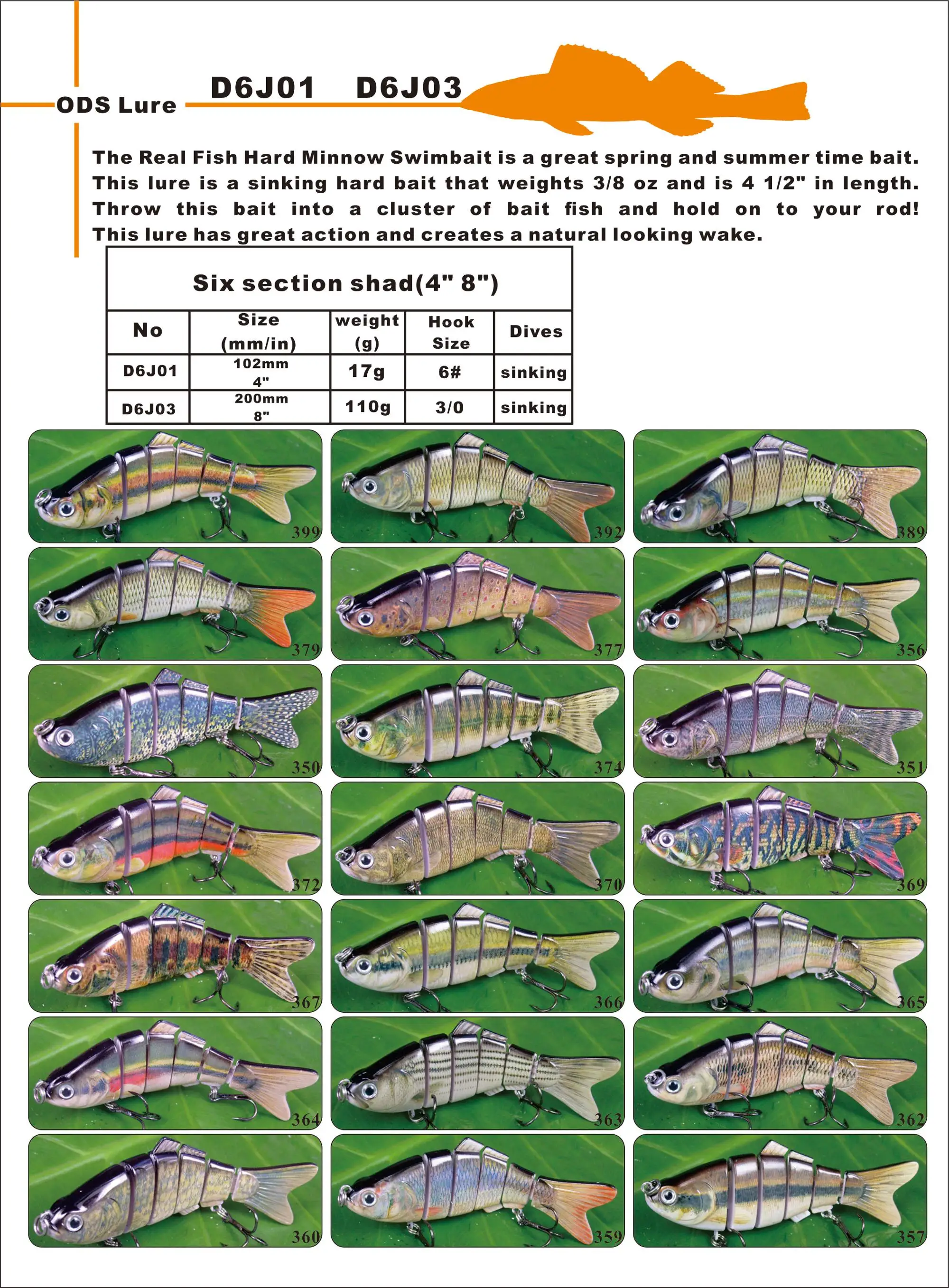 ODA Factory Fishing Lure - 6-Segment 102mm 17g Bait